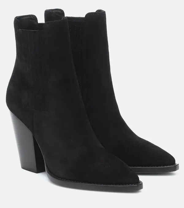 Saint Laurent Theo 95 Suede Ankle Boots - Black