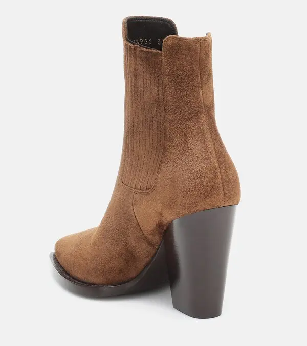 Saint Laurent Theo 95 Suede Ankle Boots - Brown