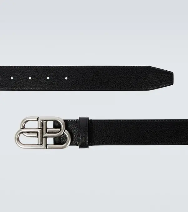 Balenciaga Bb Large Leather Belt - Black