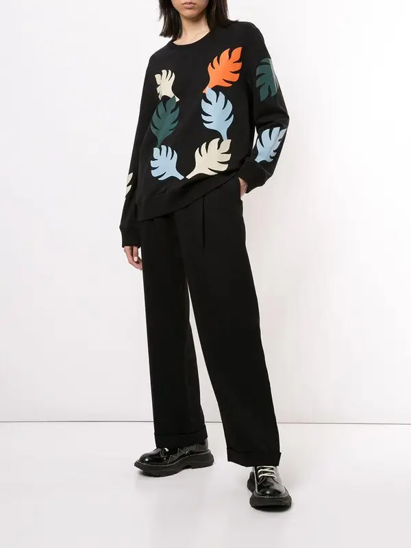 PORTS V Leaf Print Jumper