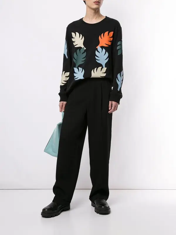 PORTS V Leaf Print Jumper