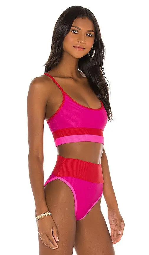 Beach Riot Eva Bikini Top - Fuchsia Red & Neon Pink