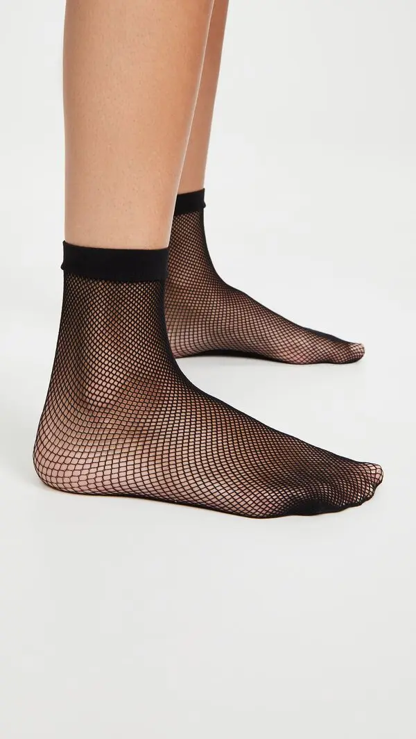 STEMS Micro Fishnet Ankle Socks - Black