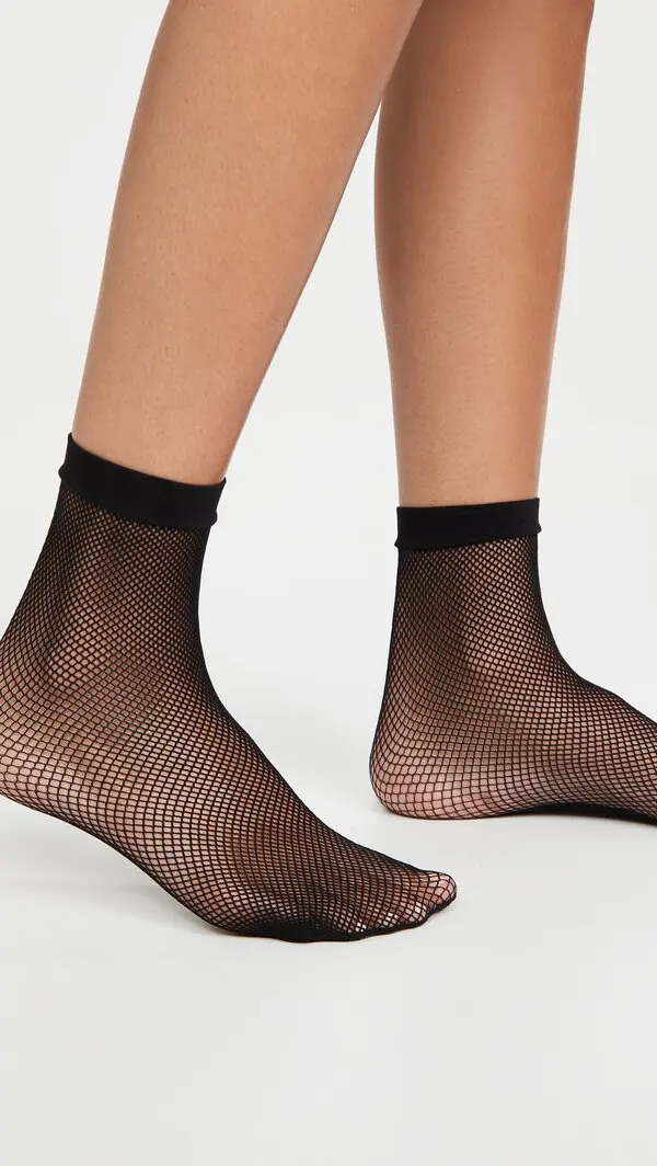 STEMS Micro Fishnet Ankle Socks - Black