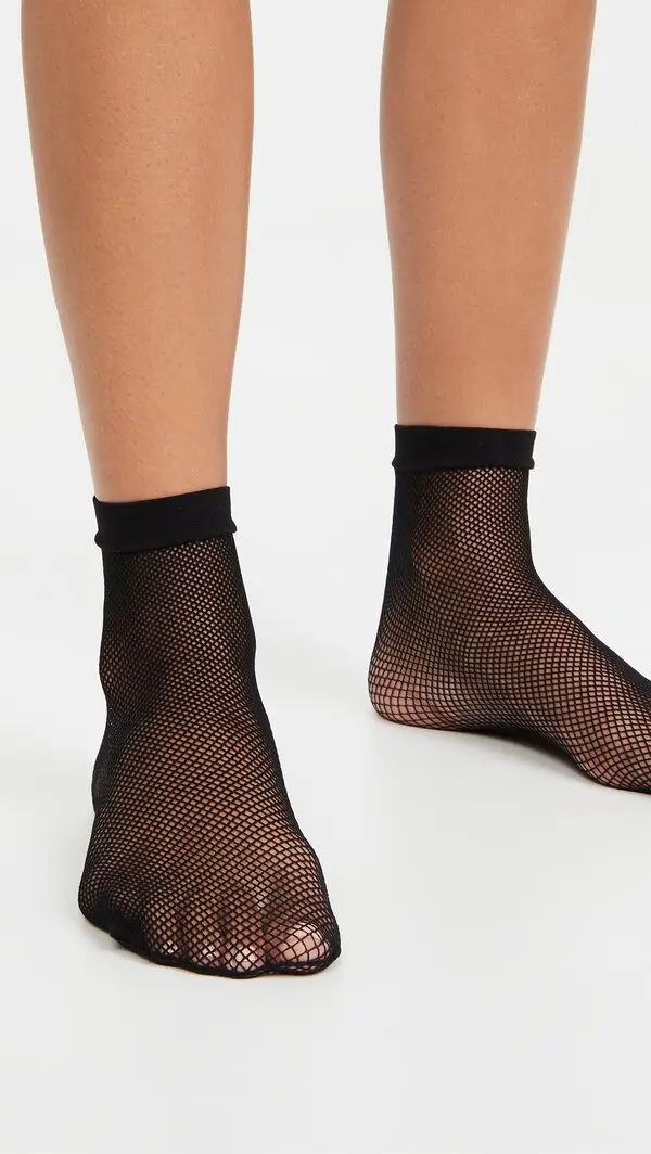 STEMS Micro Fishnet Ankle Socks - Black