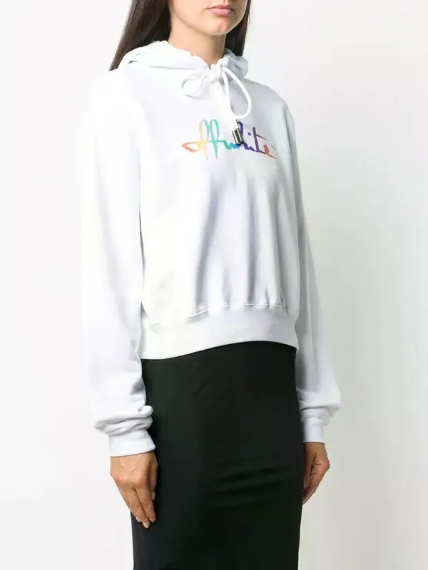 Off-White Rainbow Logo Cropped Hoodie