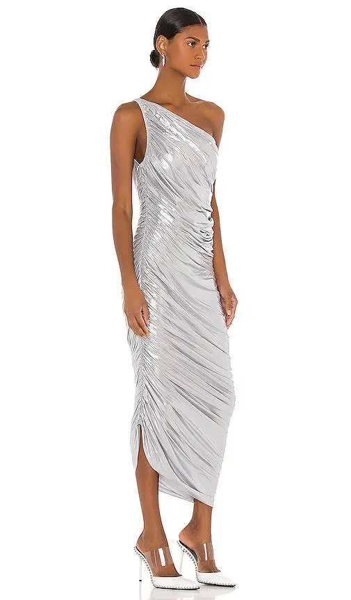Norma Kamali One-shoulder Ruched Gown - Silver