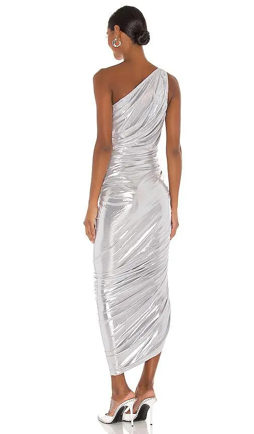 Norma Kamali One-shoulder Ruched Gown - Silver