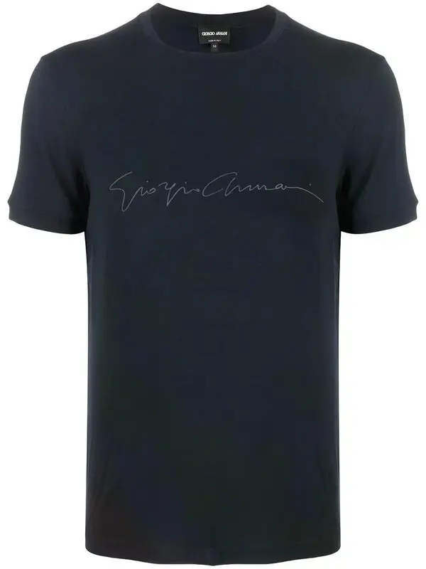 Giorgio Armani Crewneck Signature T-shirt - Black