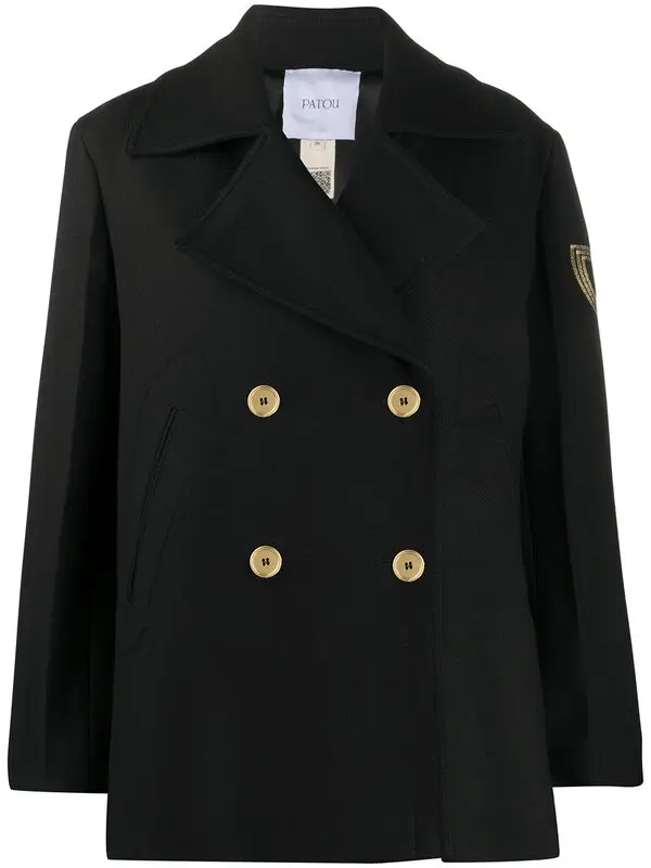 PATOU Logo-embroidered Wool Pea Coat