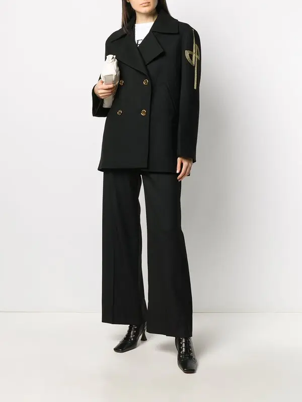 PATOU Logo-embroidered Wool Pea Coat
