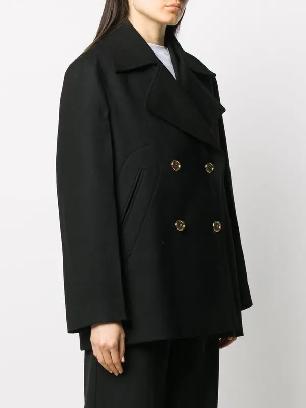 PATOU Logo-embroidered Wool Pea Coat