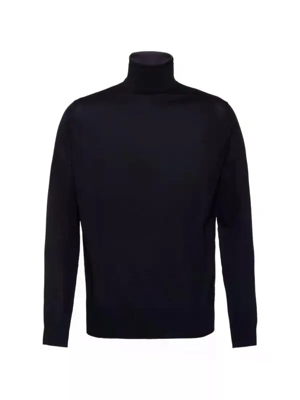 Prada Virgin Wool Ribbed Turtleneck - Blue