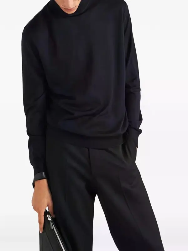 Prada Virgin Wool Ribbed Turtleneck - Blue