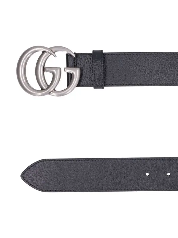 Gucci Gg-buckle Leather Belt - Black