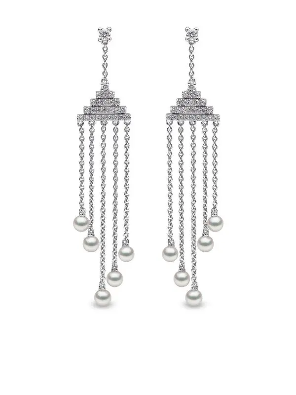 Yoko London 18kt White Gold Diamond And Akoya Pearl Drop Earrings - Silver