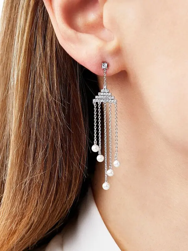 Yoko London 18kt White Gold Diamond And Akoya Pearl Drop Earrings