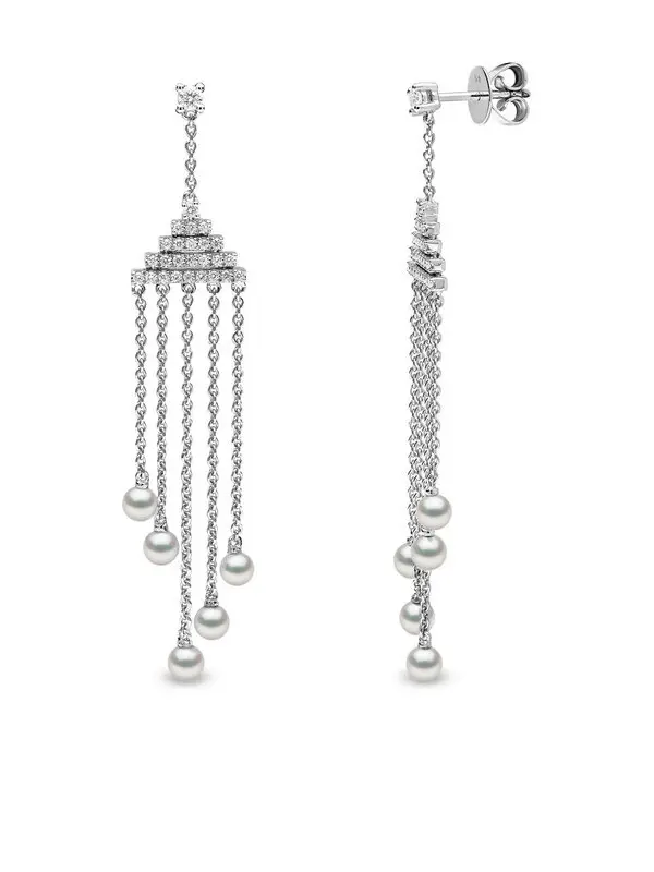 Yoko London 18kt White Gold Diamond And Akoya Pearl Drop Earrings
