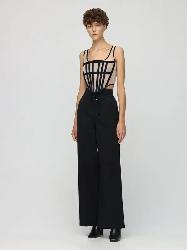 DION LEE Cotton & Nylon Wide Leg Pants