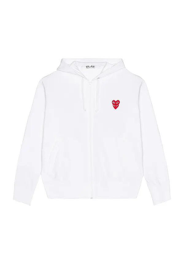 Play Comme Des Garcon Zip-up Sweatshirt - White