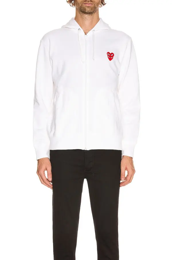 Play Comme Des Garcon Zip-up Sweatshirt - White