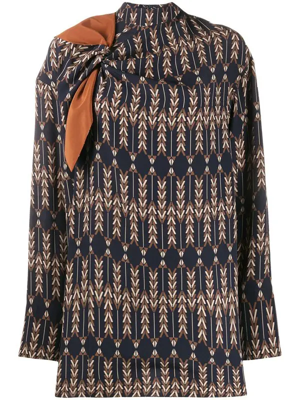 Stella McCartney Zadie Knotted High Neck Blouse