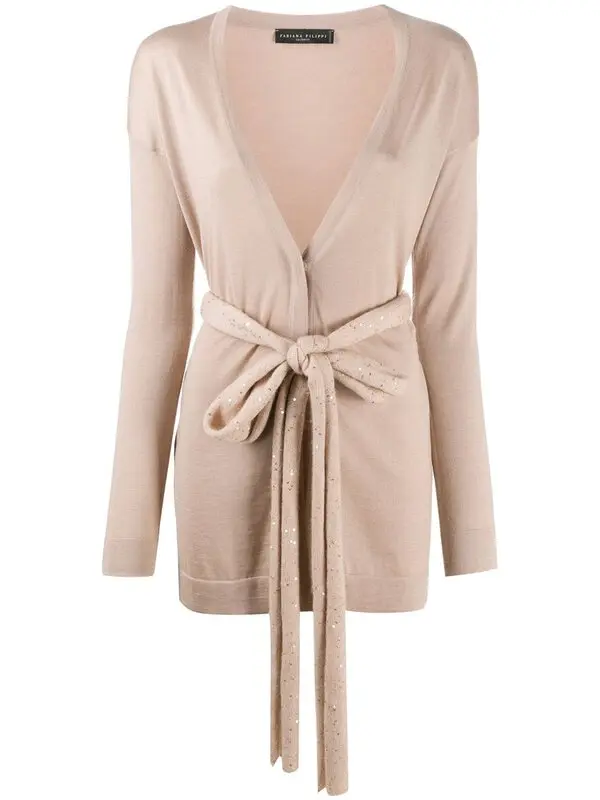 Fabiana Filippi Silk Waist-tied Cardigan