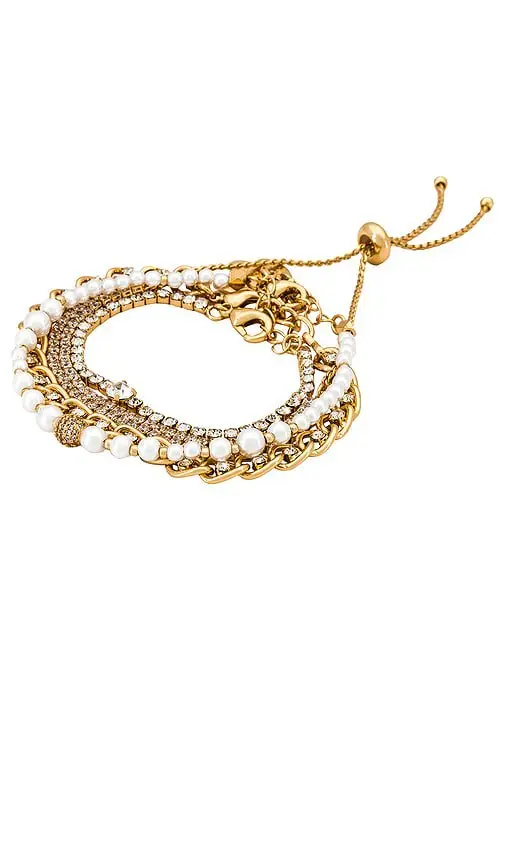 Ettika Metallic Chain Bracelet Set - Gold