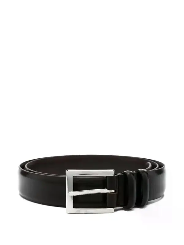ORTIGNI Leather Buckle Belt - Brown