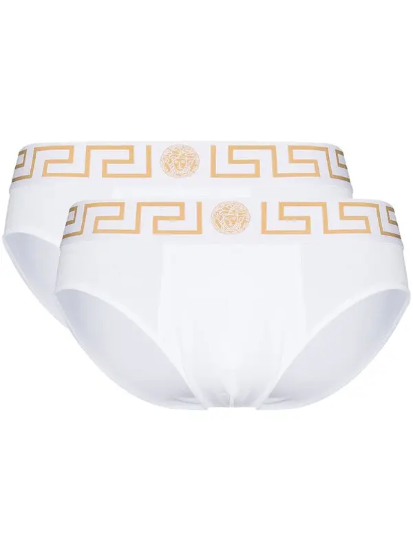 Versace Greca Border Briefs - White