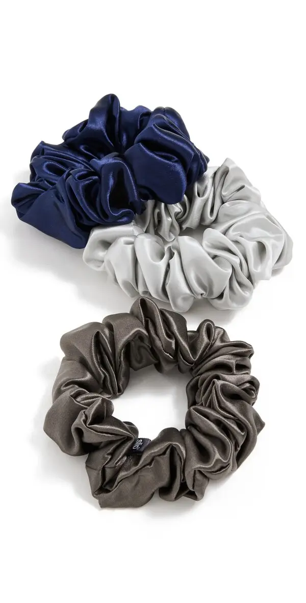 Slip Large Silk Scrunchie Set Of 3 - Midnight