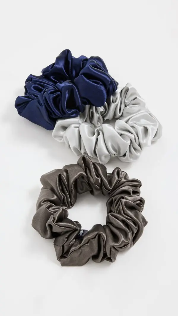 Slip Large Silk Scrunchie Set Of 3 - Midnight