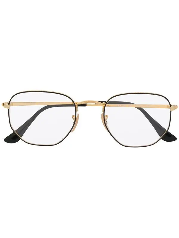 Ray-ban Two-tone Octagon Frame Glasses - Gold