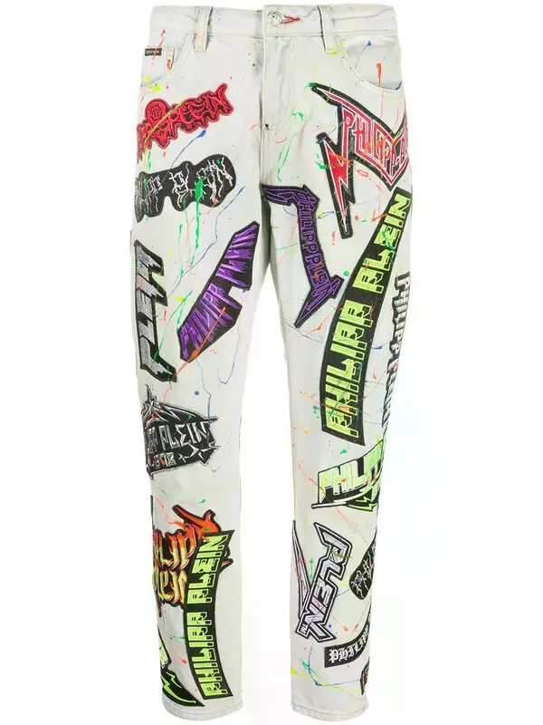 Philipp Plein Logo-patch Paint Splatter Jeans
