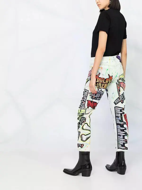 Philipp Plein Logo-patch Paint Splatter Jeans