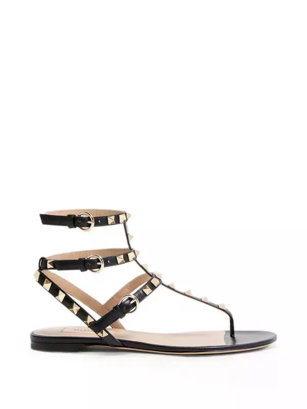 Valentino Garavani Rockstud Leather Flip-flops - Black