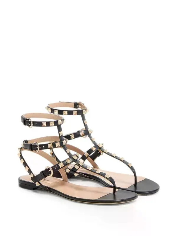 Valentino Garavani Rockstud Leather Flip-flops - Black