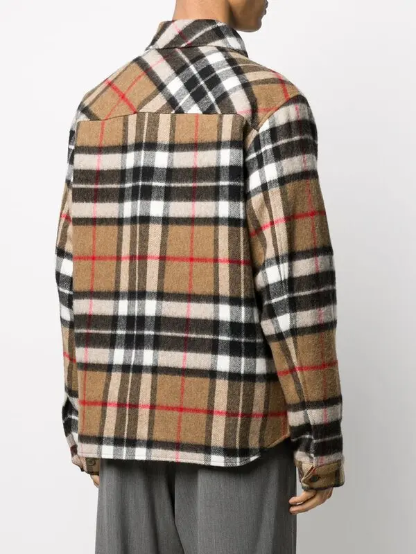 We11Done Checked Half-zip Wool Shirt - Neutrals
