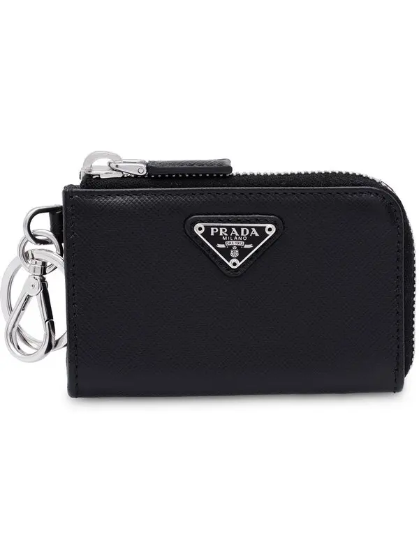 Prada Leather Pouch Keychain Wallet - Black