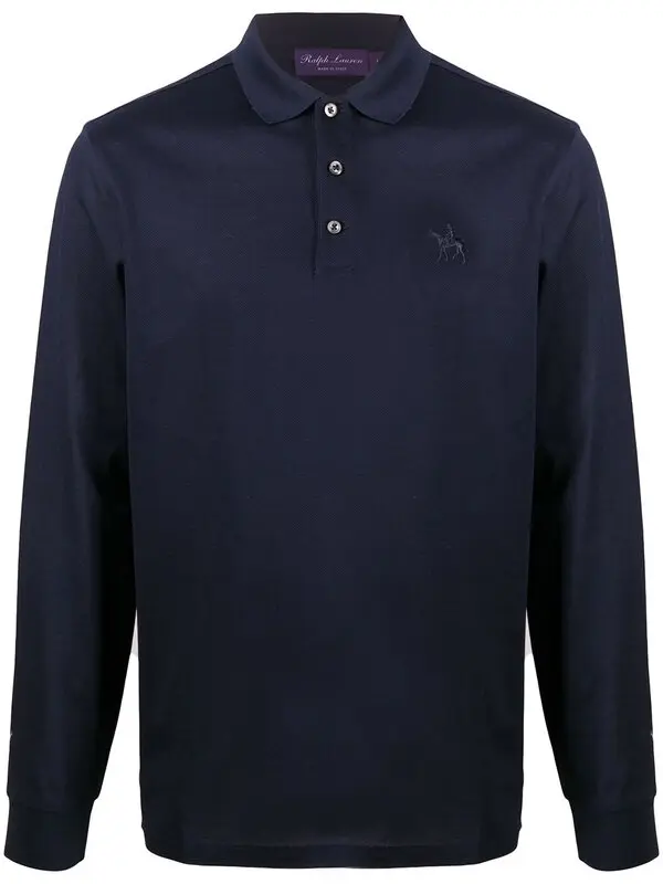 Ralph Lauren Purple Label Long-sleeved Logo Polo Shirt