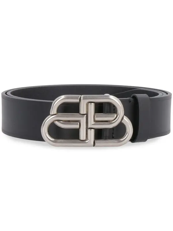 Balenciaga Bb Leather Belt - Black