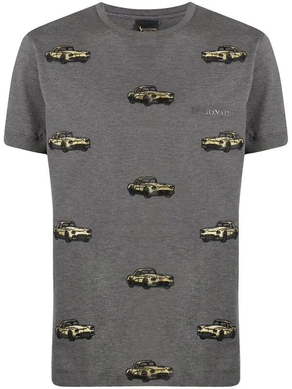BILLIONAIRE Car Embroidery Cotton T-shirt