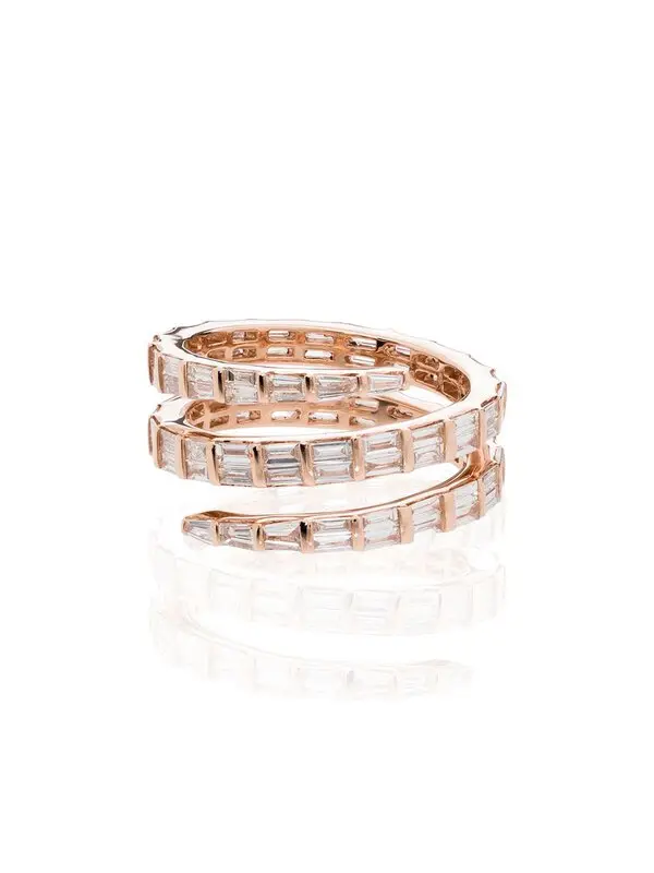 ANITA KO 18kt Rose Gold Baguette Diamond Coil Ring - Pink