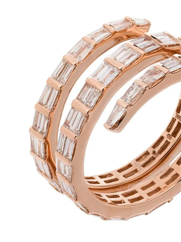 ANITA KO 18kt Rose Gold Baguette Diamond Coil Ring - Pink