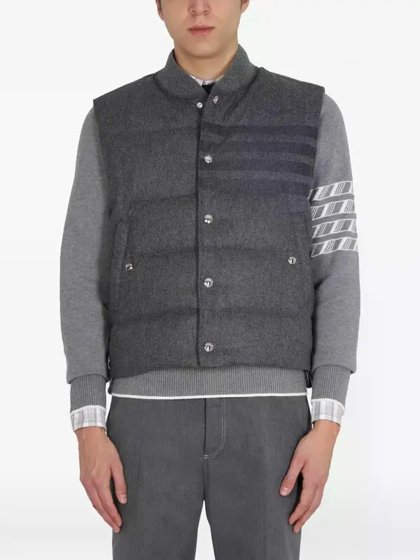 Thom Browne Wool Flannel Down Fill Vest With 4-bar Detail