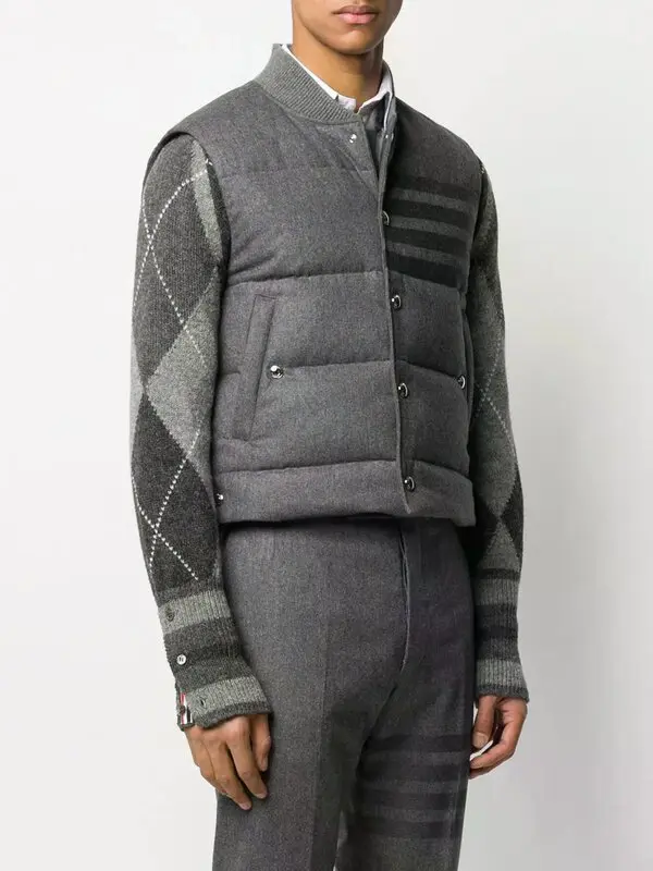 Thom Browne Wool Flannel Down Fill Vest With 4-bar Detail