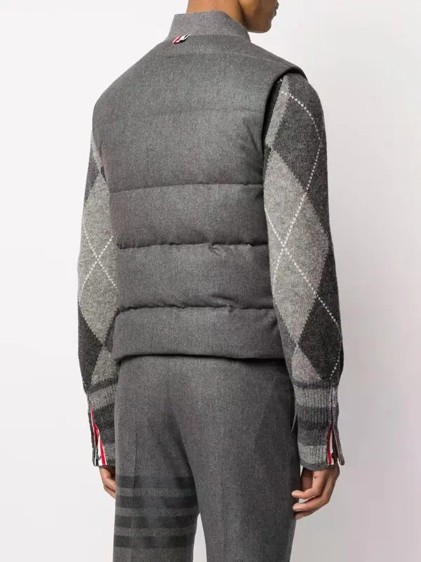 Thom Browne Wool Flannel Down Fill Vest With 4-bar Detail