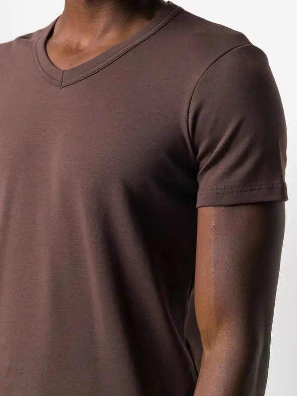 TOM FORD Logo Patch V-neck T-shirt - Brown
