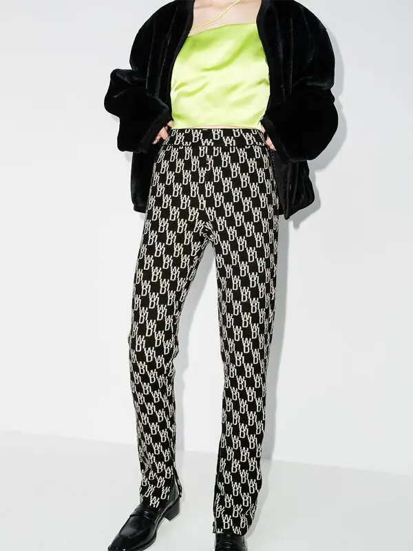 We11Done Monogram Knitted Trousers - Black
