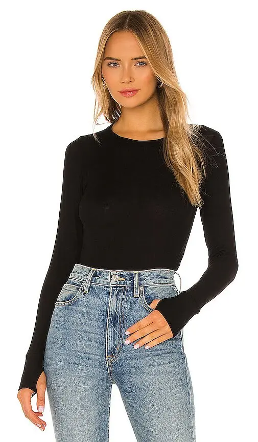 Michael Lauren Ribbed Crewneck Long Sleeve Tee